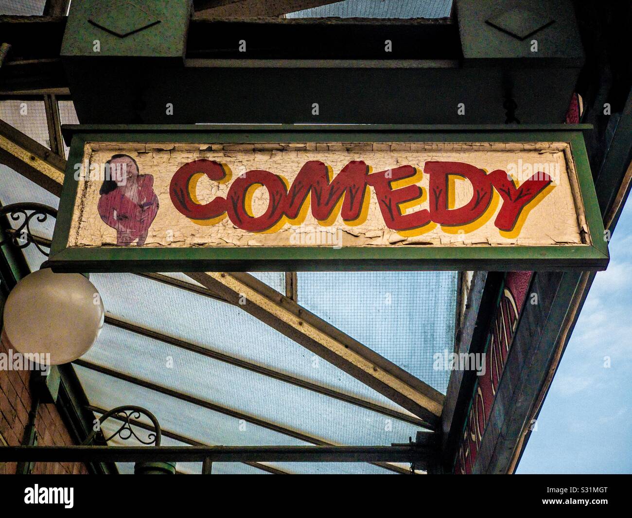 Comedy sign outside theatre Stock Photo - Alamy