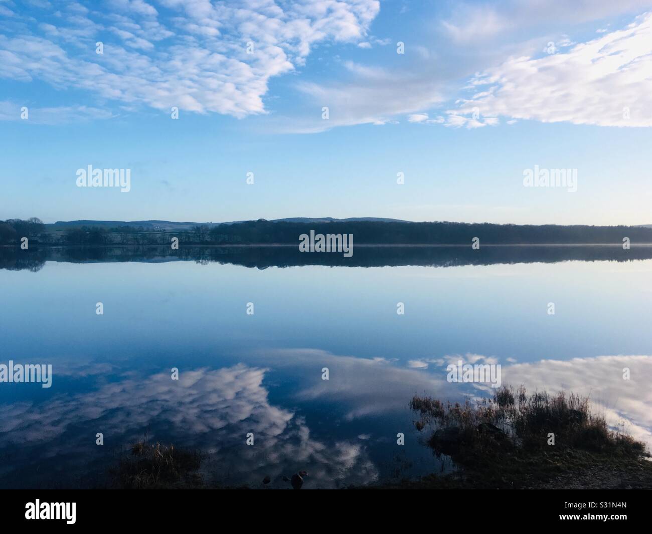 Cloud reflections in Loch Ken, near New Galloway, Dumfries and Galloway ...