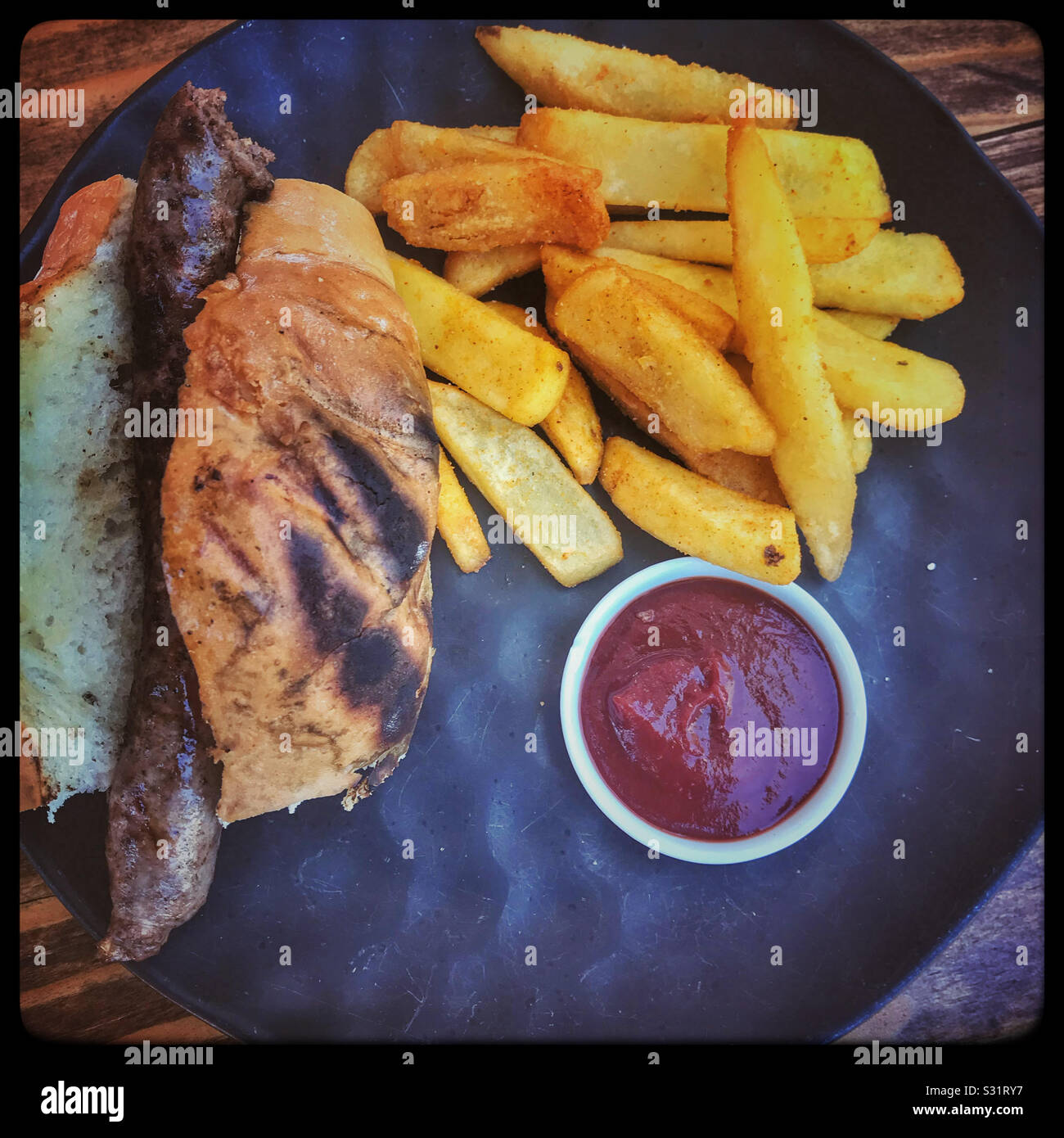 Boerewors roll and chips from Boer& Butcher, Stellenbosch Square, South ...