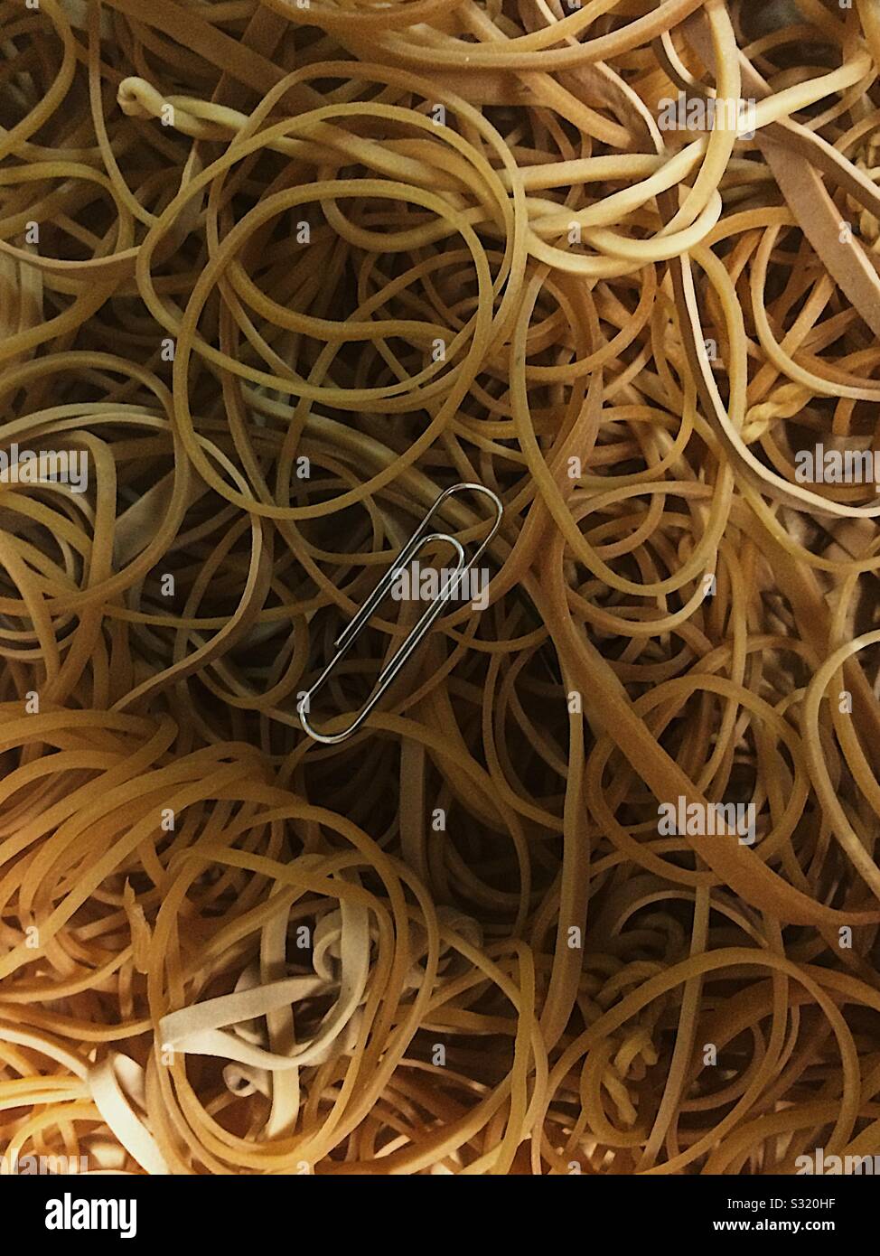 Paper clip in elastic bands Stock Photo - Alamy