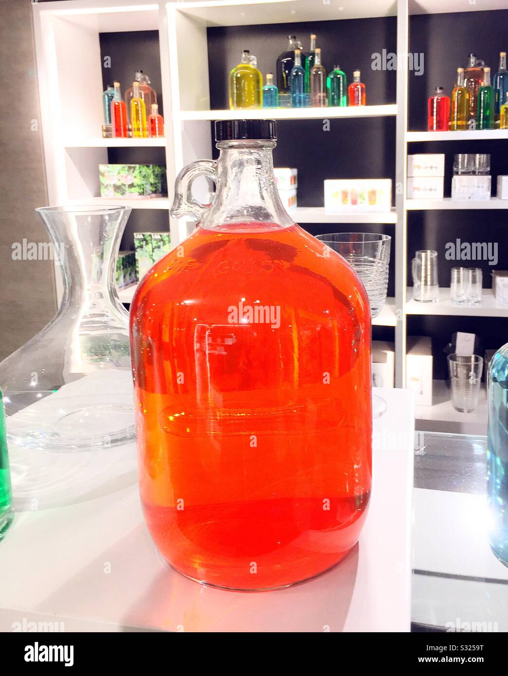 A bright red accent jug on display in a department store in the United ...