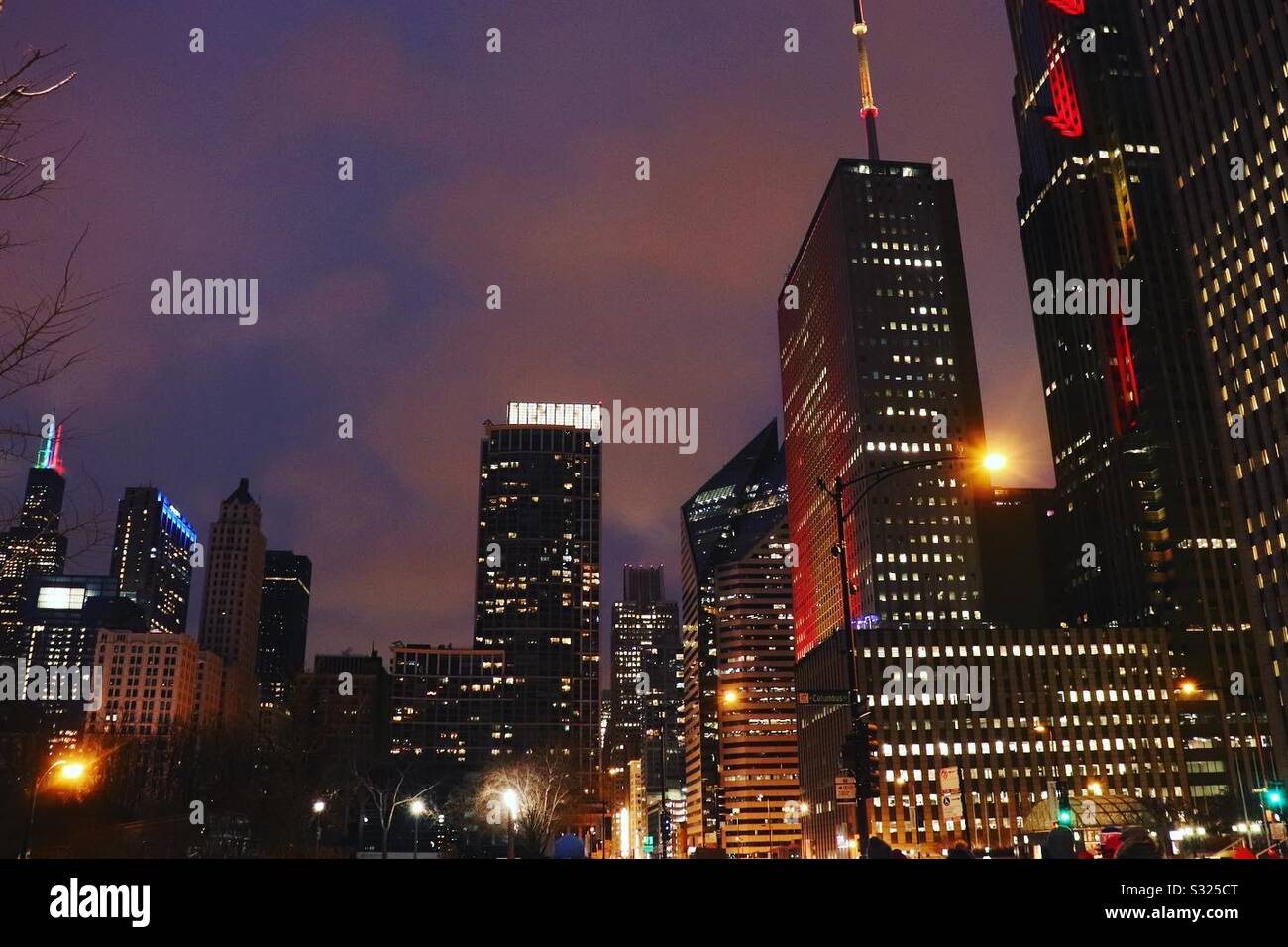 Chicago city lights Stock Photo - Alamy
