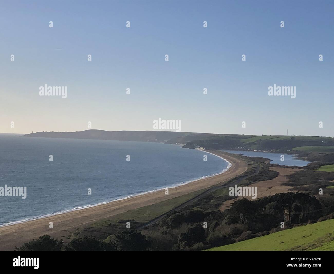 View across Start Bay & Slapton Sands towards the fishing village of ...
