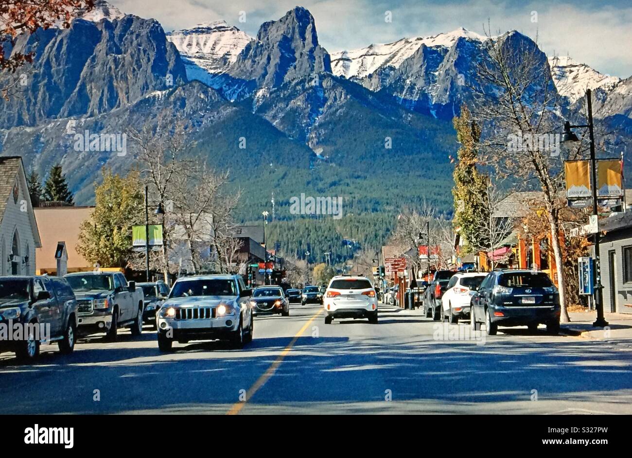 Downtown Canmore, Canadian Rocky Mountains, Alberta, Canada Stock Photo ...