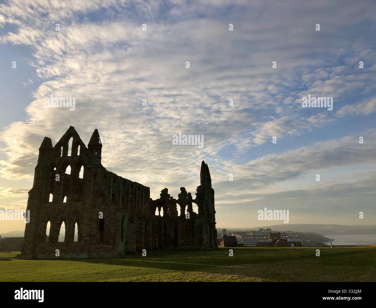 Whitby abbey in silhouette hi-res stock photography and images - Alamy