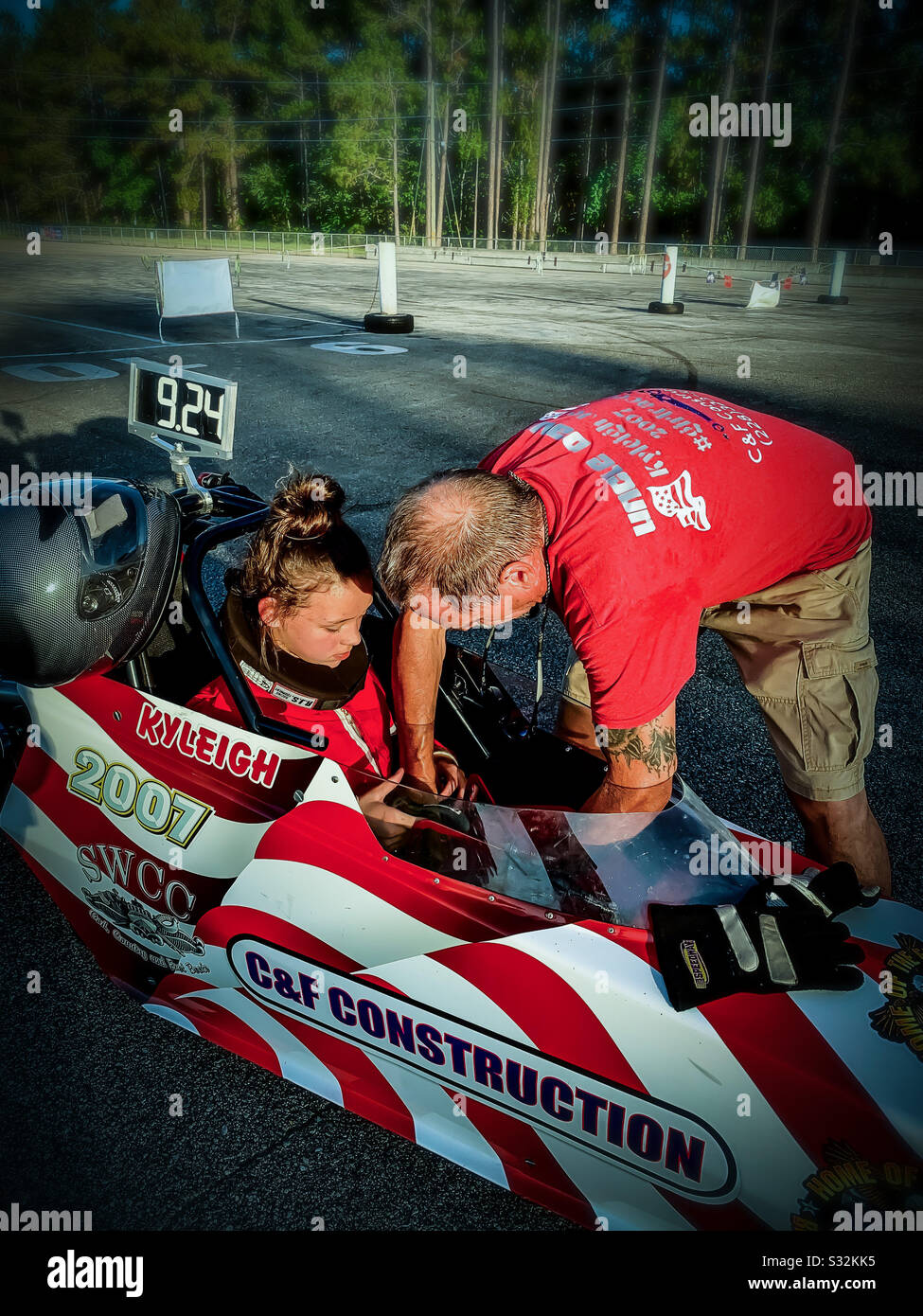 Girl racer getting ready for her next race in her Jr Dragster Stock ...