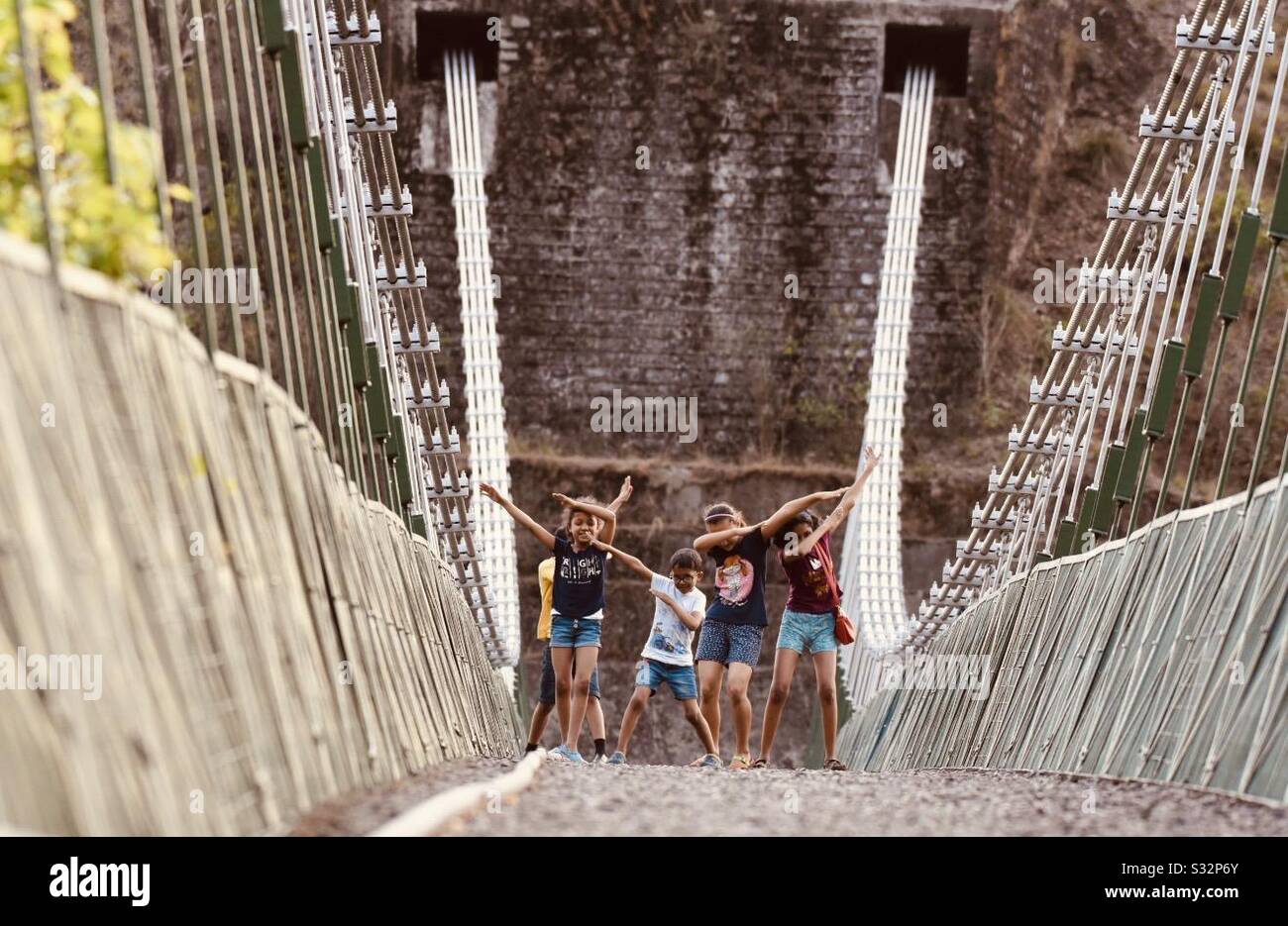 Children On the bridge Stock Photo - Alamy