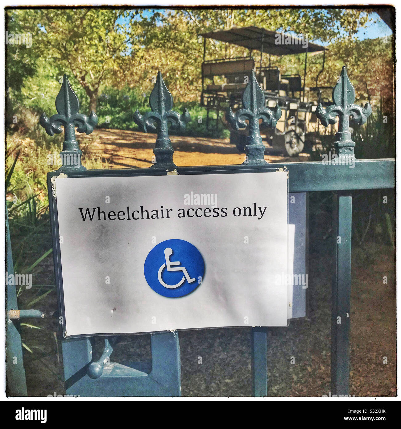 Wheelchair access gate at Jordan Estate, Stellenbosch, Cape Winelands ...
