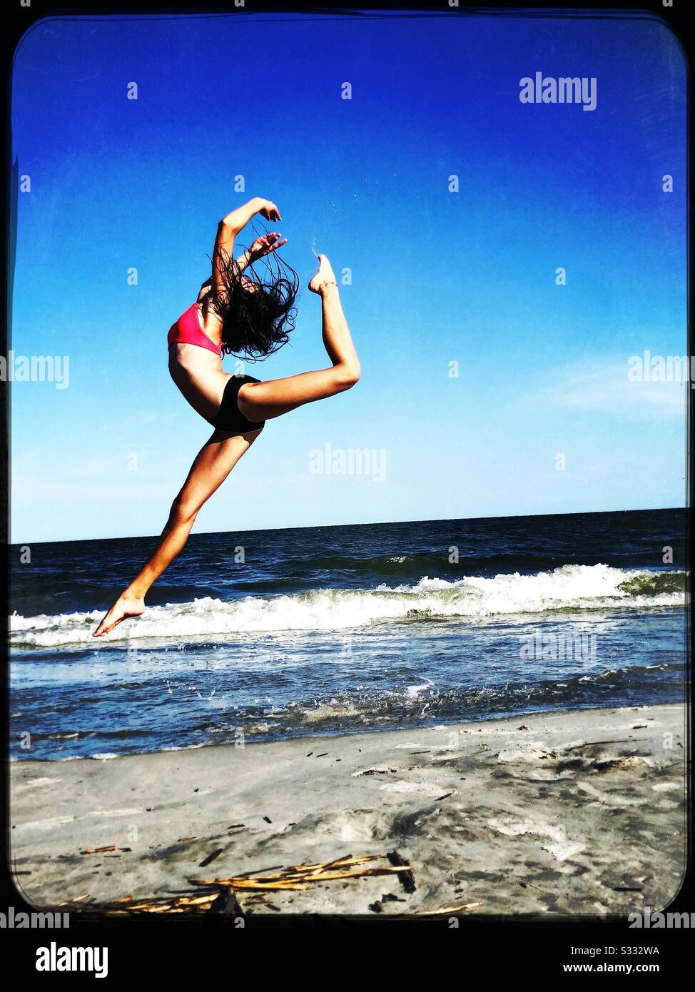 Dance Split Leaps Beach