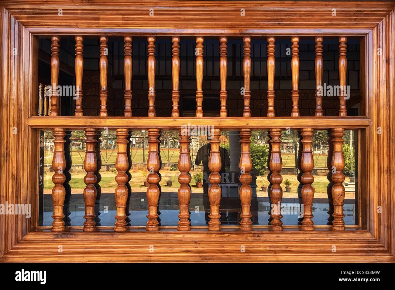 Beautiful big window made of wood Stock Photo - Alamy