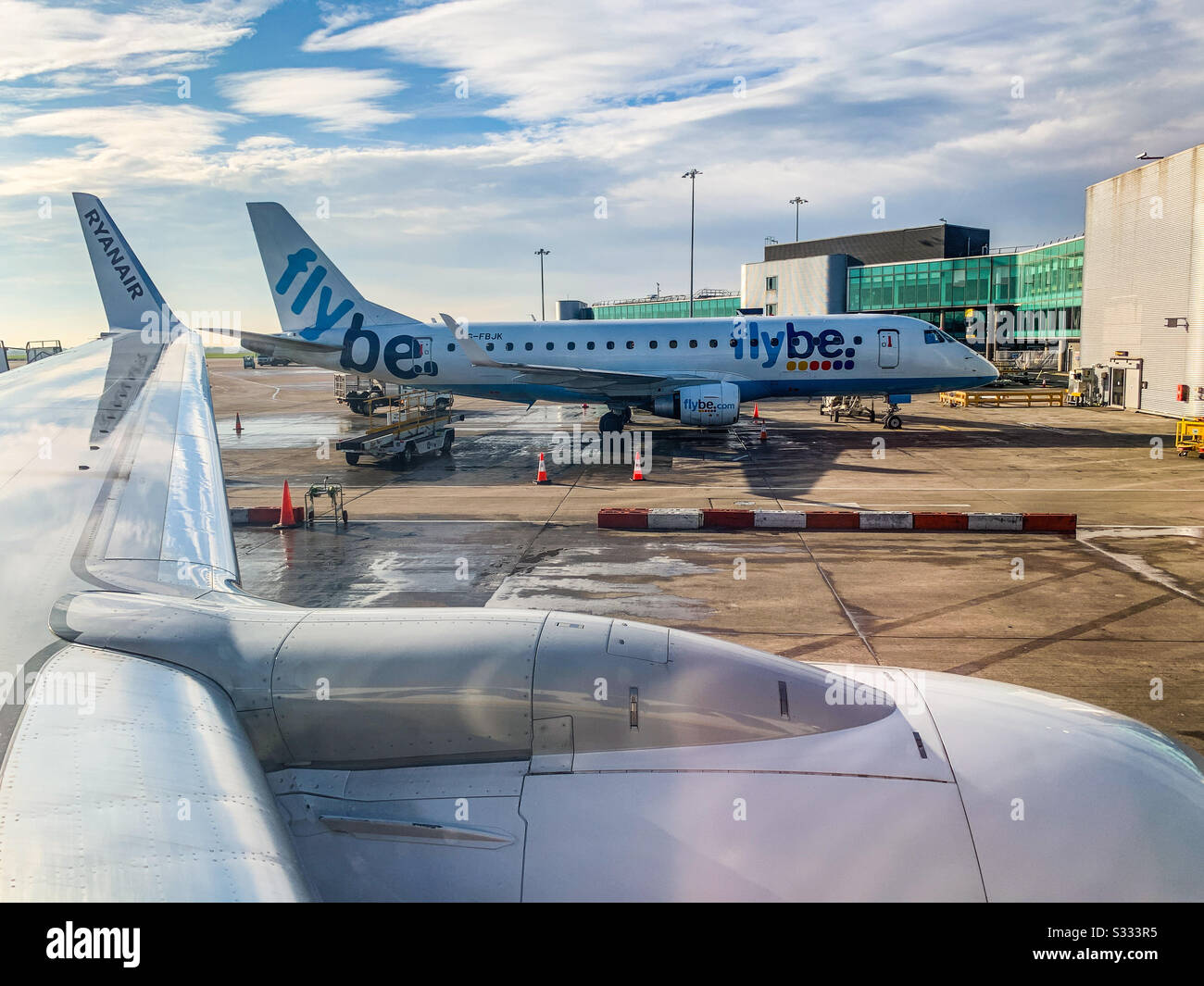 Flybe Embraer ERJ 175 plane at Manchester Airport Stock Photo - Alamy