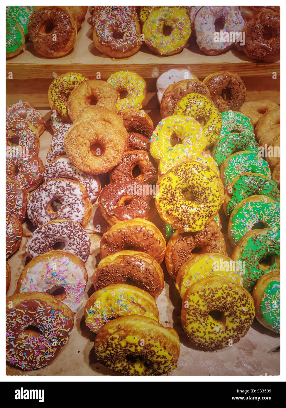 Assorted doughnuts in supermarket Stock Photo - Alamy