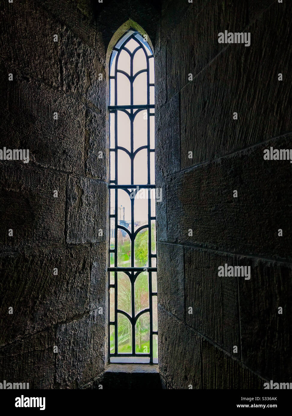 Narrow castle window Stock Photo - Alamy