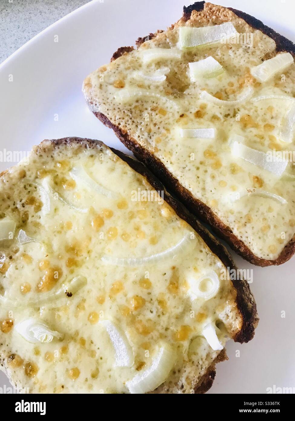 Brown toast two slices plate hi-res stock photography and images - Alamy