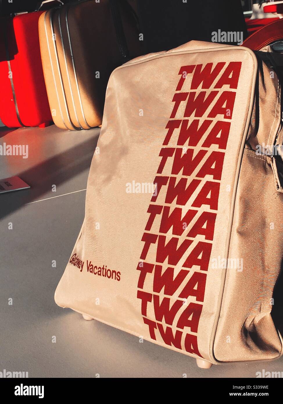 Vintage TWA tote bag on display in the lobby of the TWA hotel at JFK ...