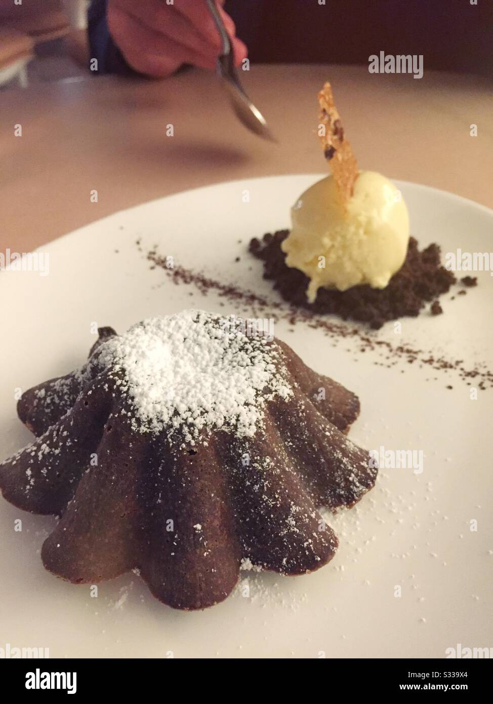 Gourmet dessert at a high-end restaurant in the United States Stock ...