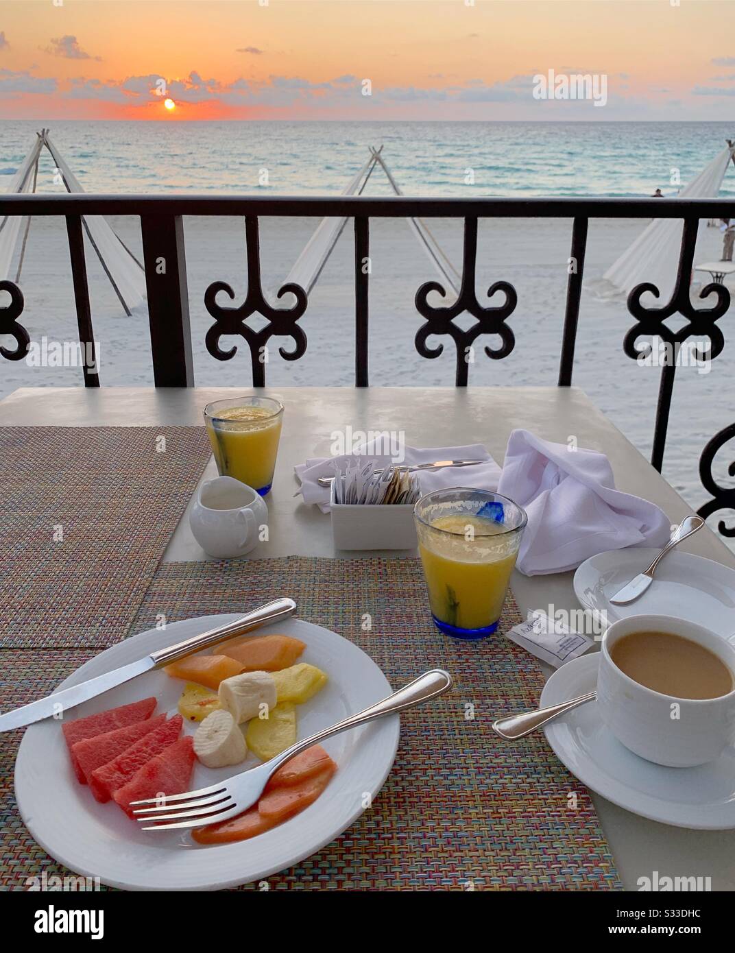 Breakfast overlooking the sunrise on the beach, Hyatt Zilara Resort ...