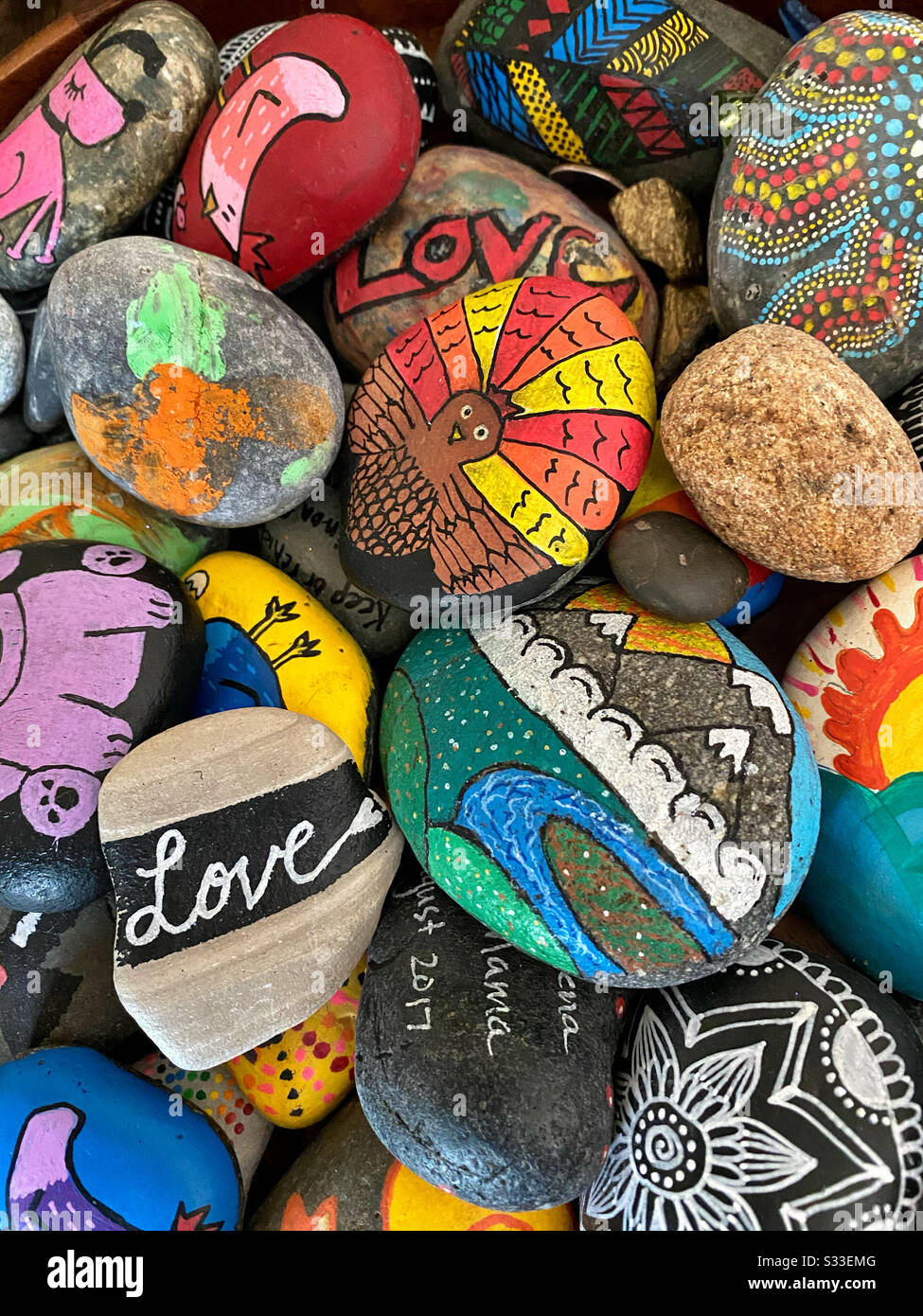 Painted rock collection Stock Photo - Alamy