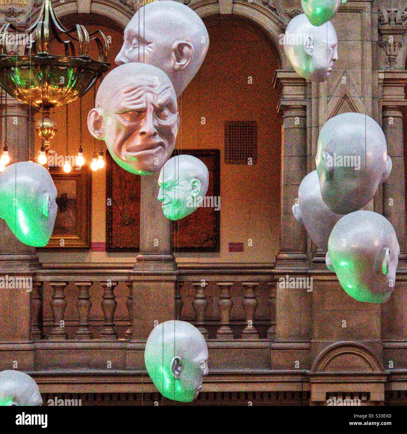 Floating heads in Kelvingrove Art Gallery Glasgow, Scotland Stock Photo ...