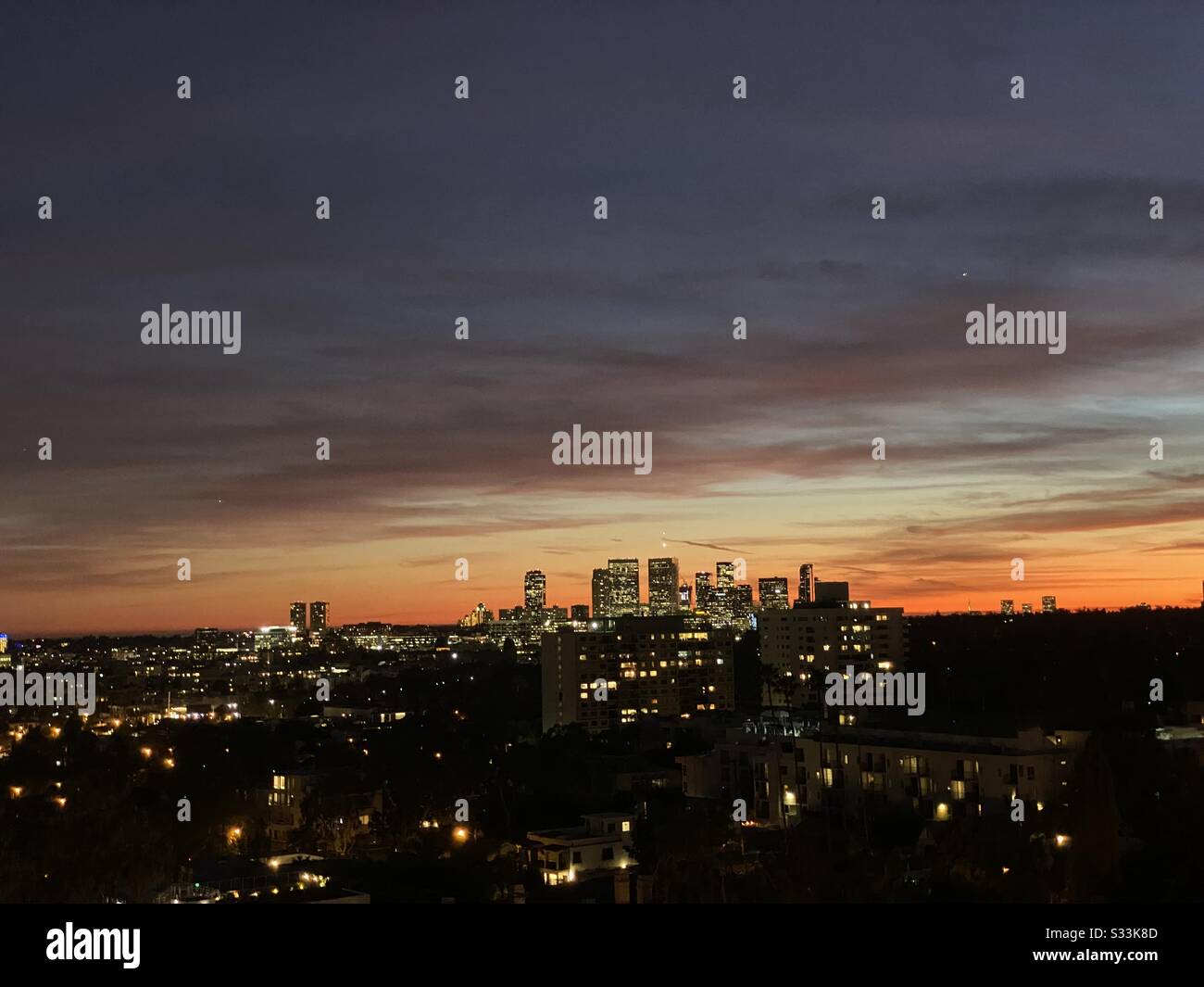 Sunset skies over Los Angeles, California Stock Photo - Alamy