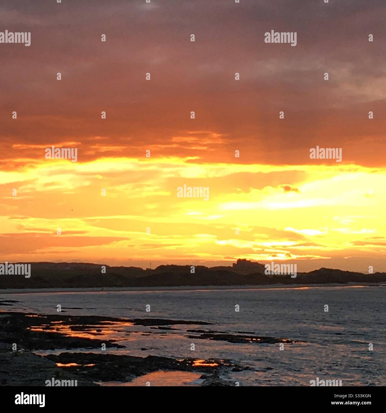 Sunset over the north east coast Stock Photo - Alamy