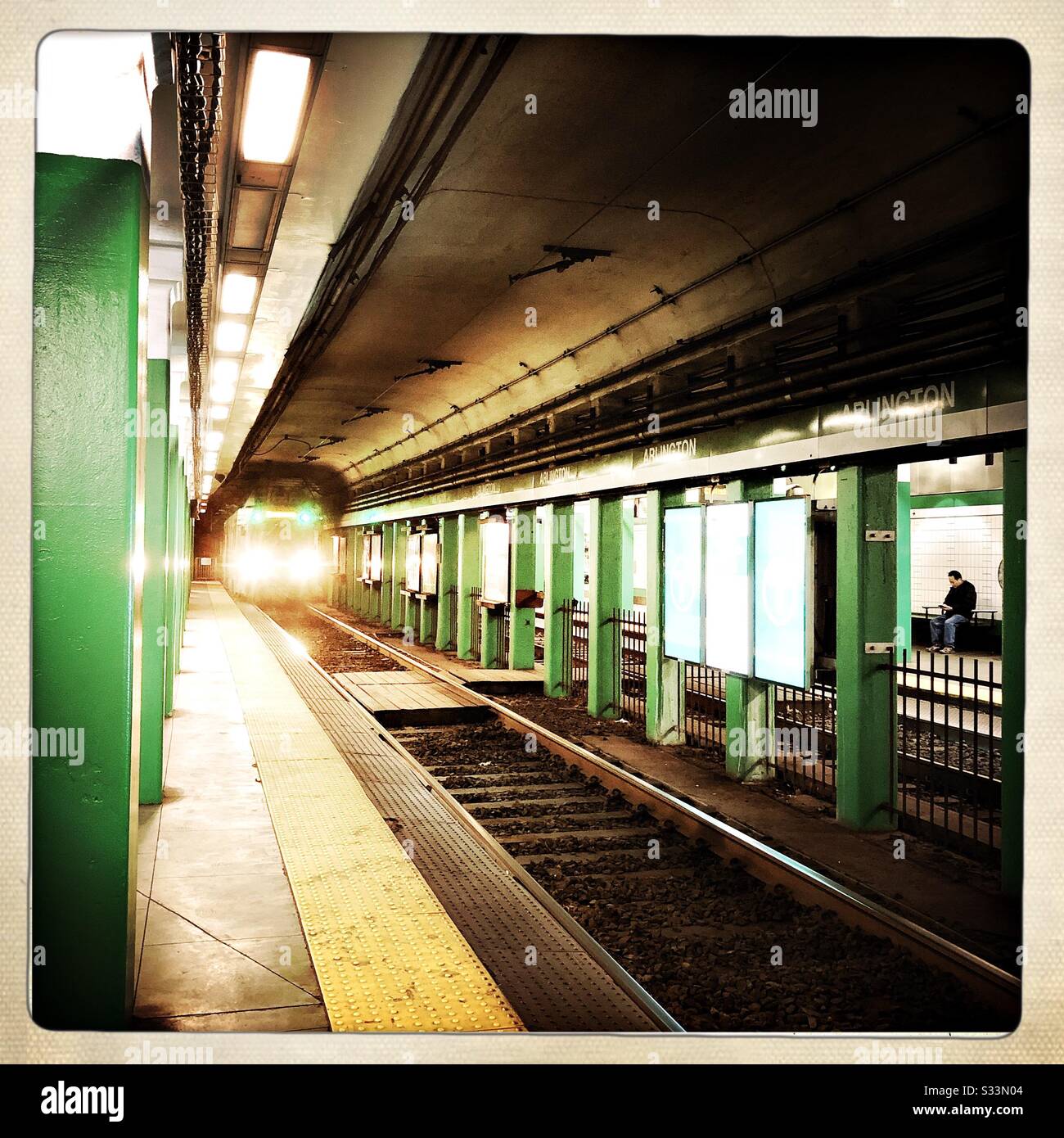 Green line, Boston T subway, Arlington station Stock Photo - Alamy
