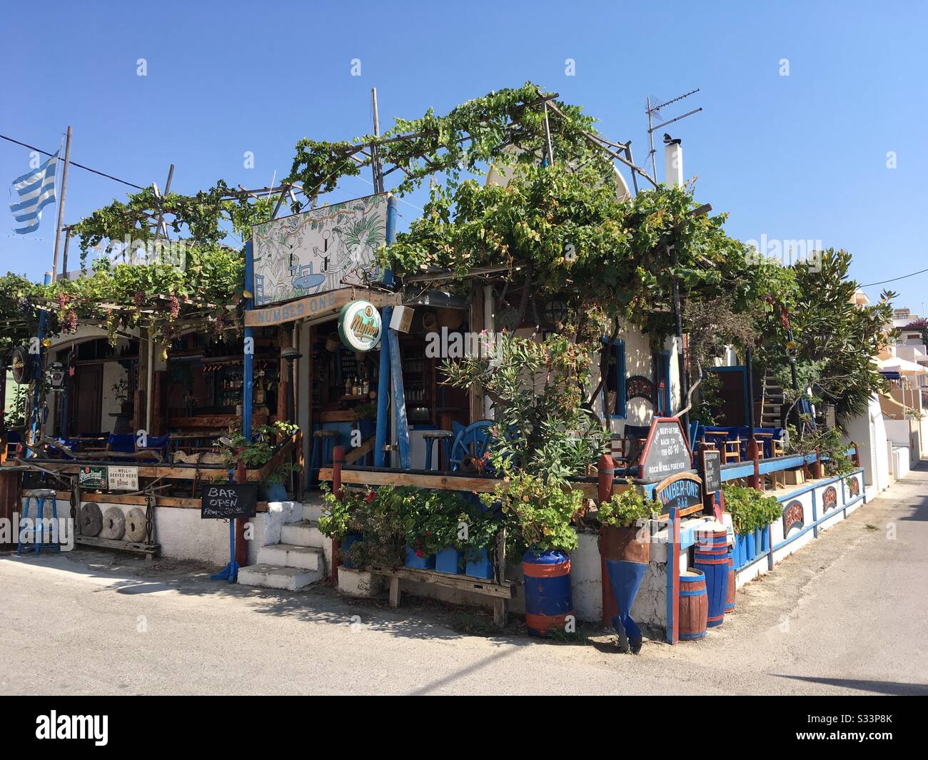 Greek taverna bar Stock Photo - Alamy