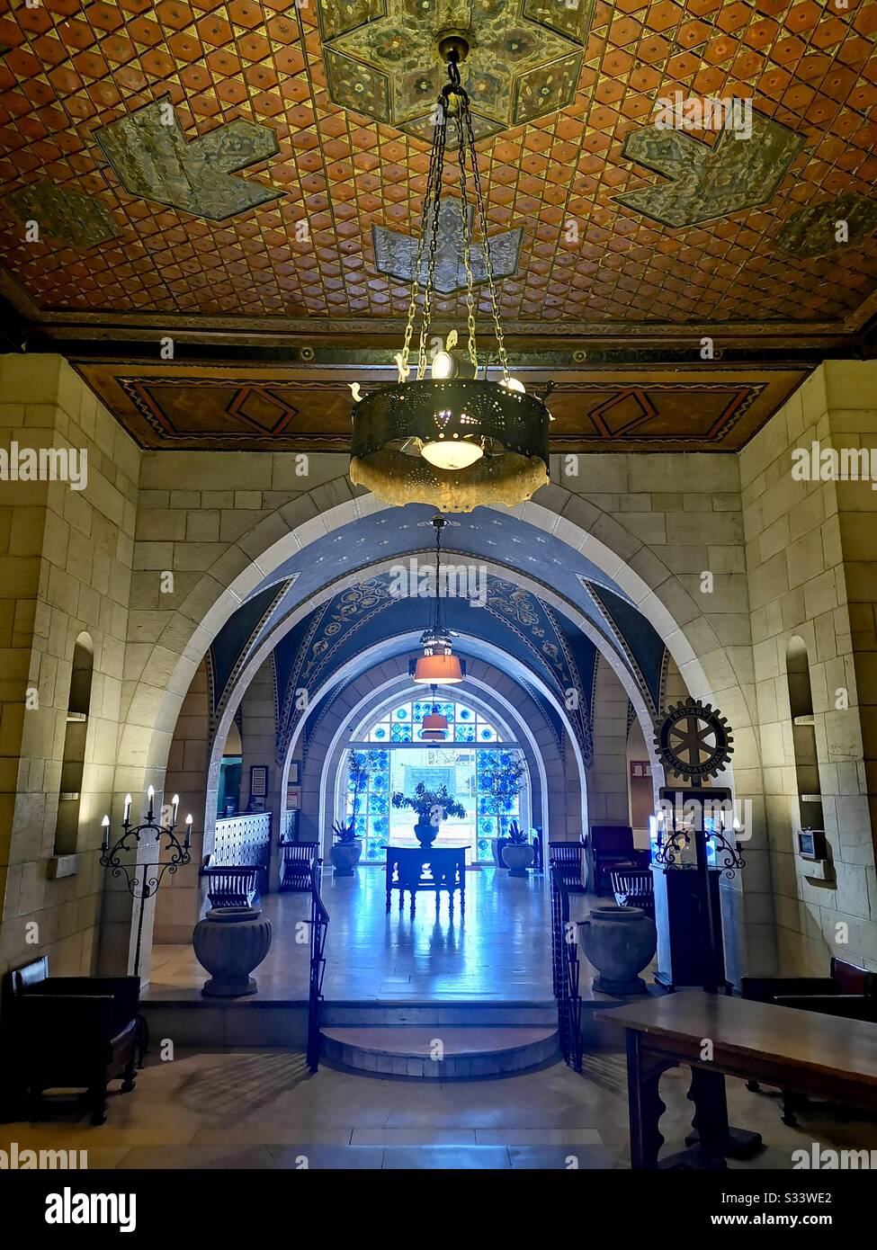 Lobby of the YMCA building in Jerusalem Stock Photo - Alamy