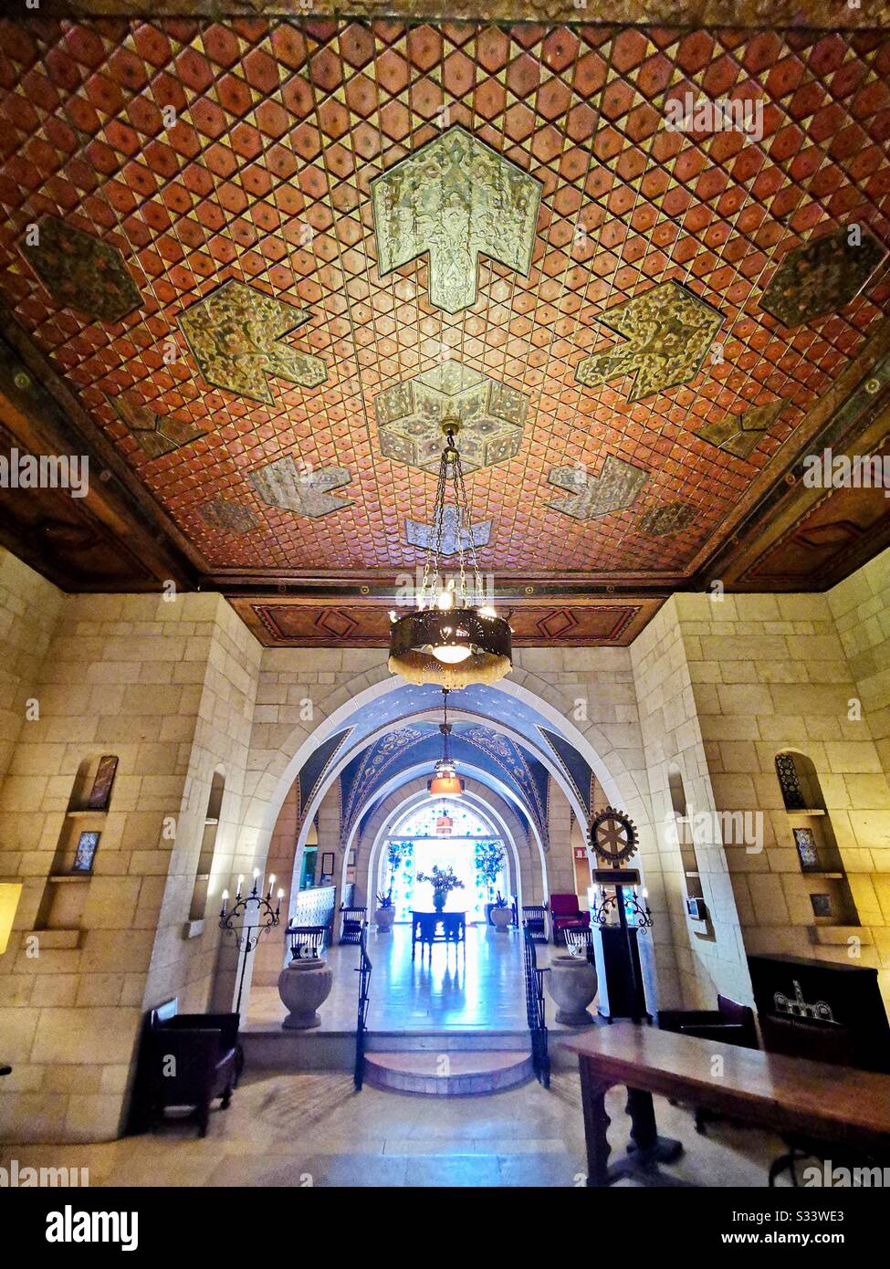 Lobby of the YMCA building in Jerusalem Stock Photo - Alamy