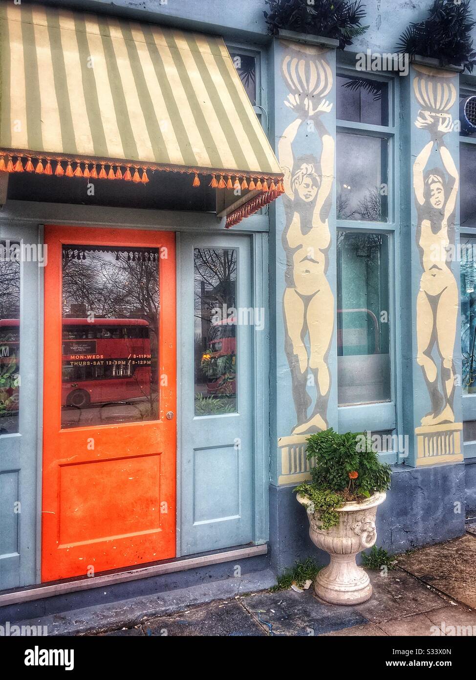 Colourful frontage of Hello Darling, a fashionable restaurant in ...