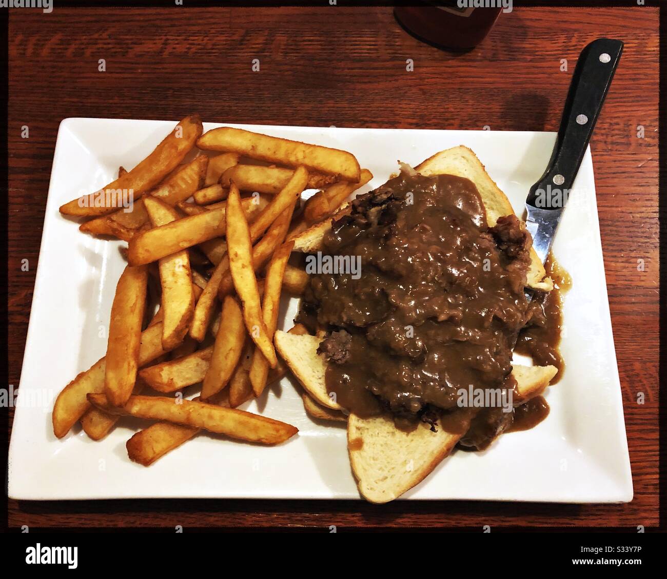 Hot roast beef and battered French fries Stock Photo - Alamy