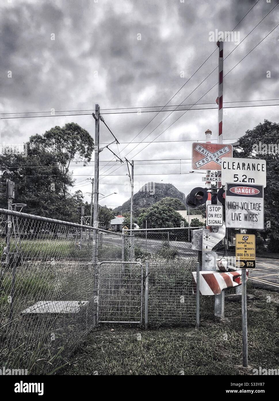 Railway danger signs hi-res stock photography and images - Alamy