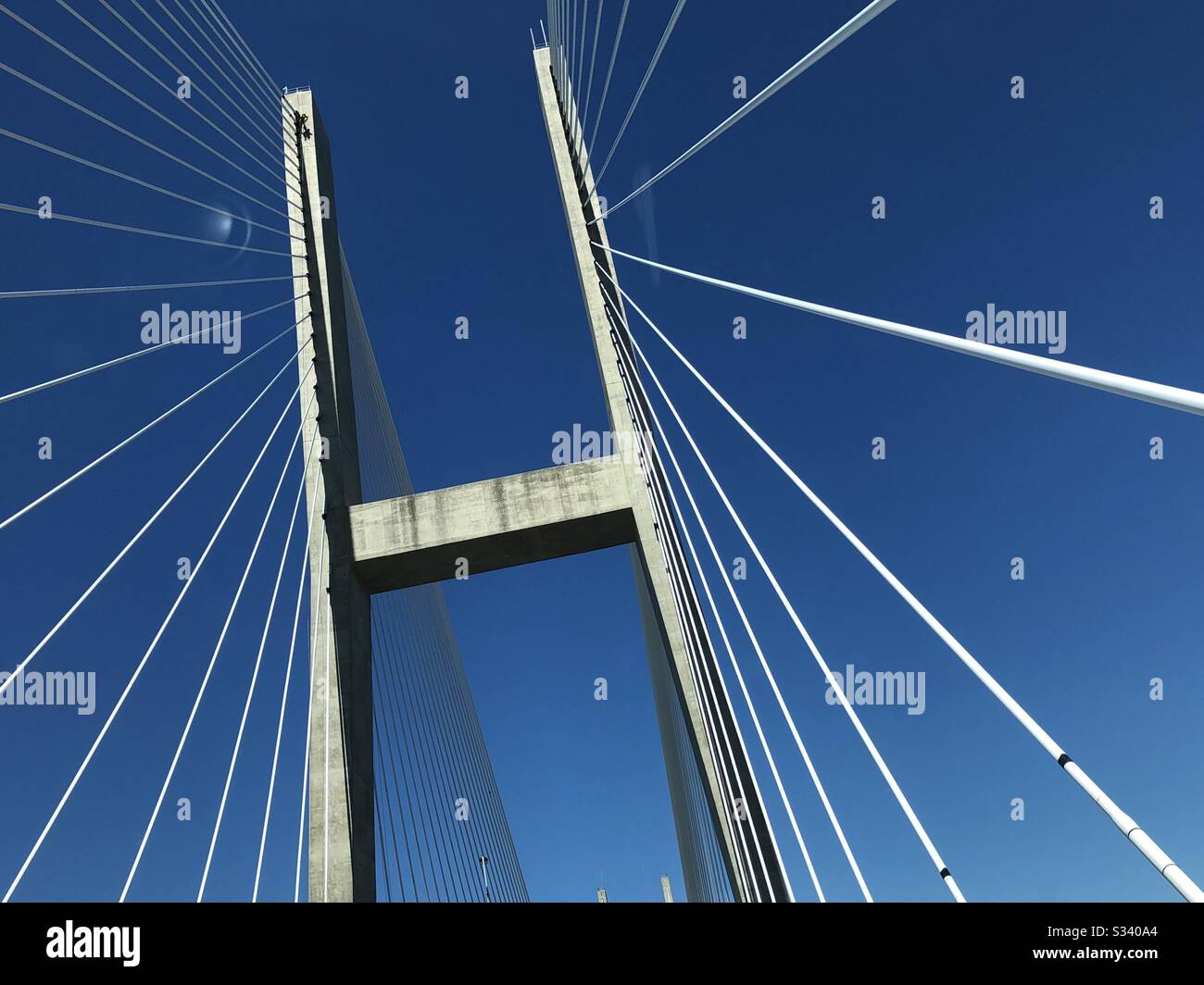 The Sidney Lanier cable-stayed suspension bridge spanning the Brunswick ...