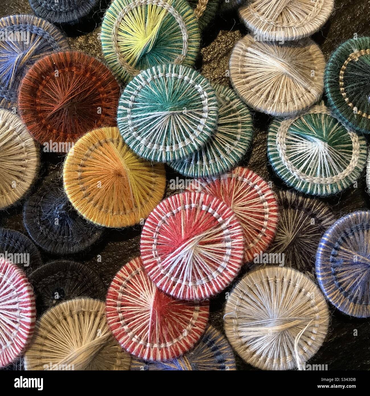 Colorful Vintage Buttons for bed linen (cross wheel button Stock Photo ...