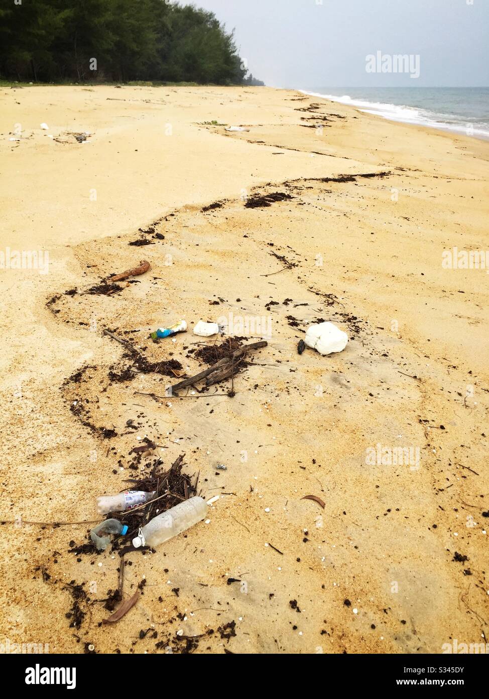 The high water line on the beach, Batu Rakit, Terengganu, Malaysia ...