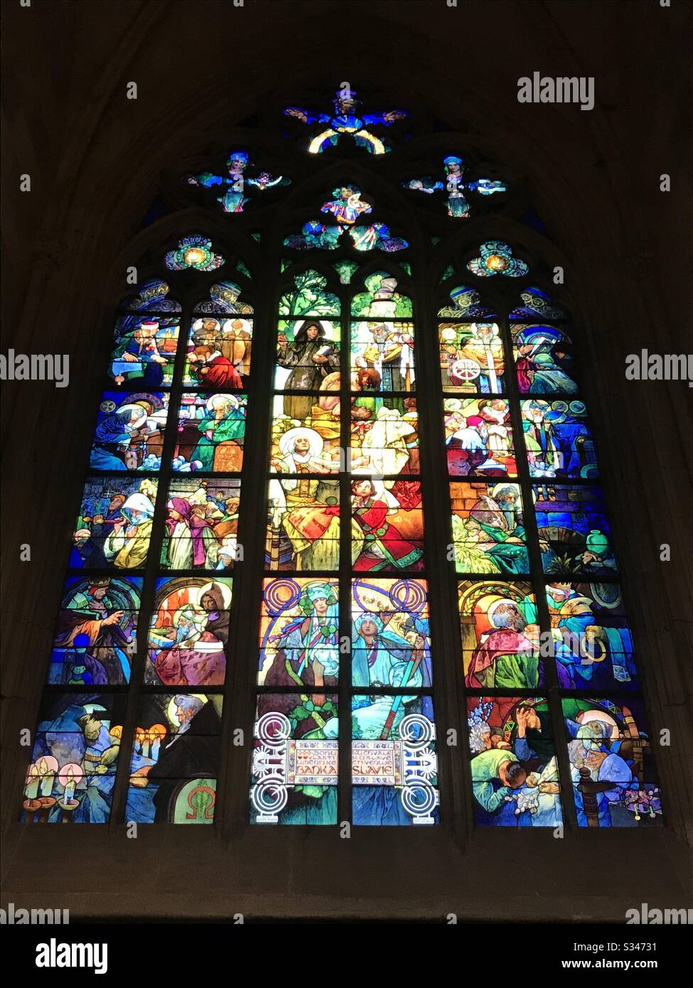 Prague Cathedral Stained Glass Window Stock Photo - Alamy