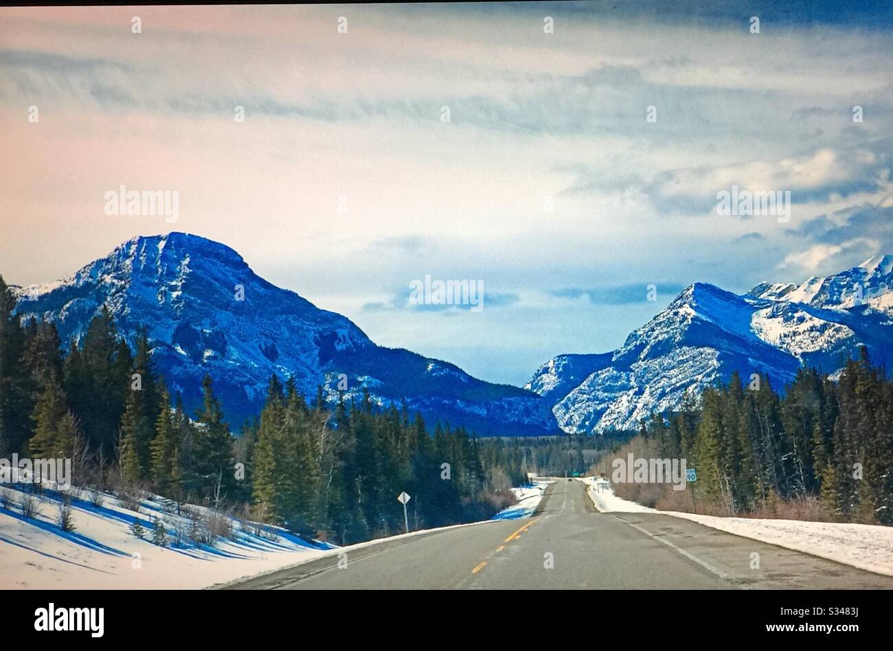 Highway 40, Kananaskis Country, Canadian Rocky Mountains Stock Photo ...