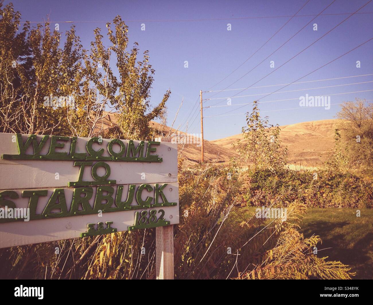 Welcome sign at Starbuck, Washington Stock Photo - Alamy