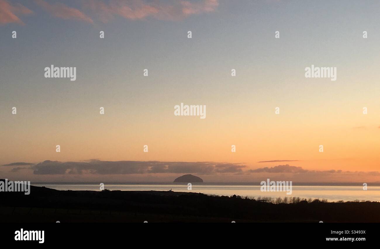 Ailsa Craig, Firth of Clyde, Scotland, at sunset Stock Photo - Alamy