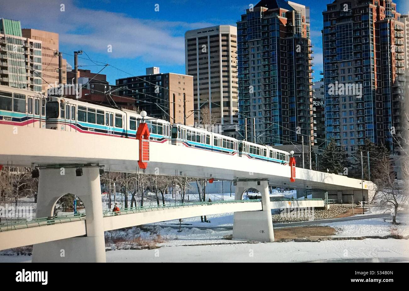 CTrain, light rail transit system, and downtown Calgary, Alberta ...