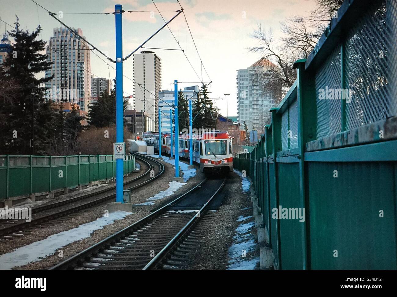 CTrain, light rail transit system, and downtown, Calgary, Alberta ...