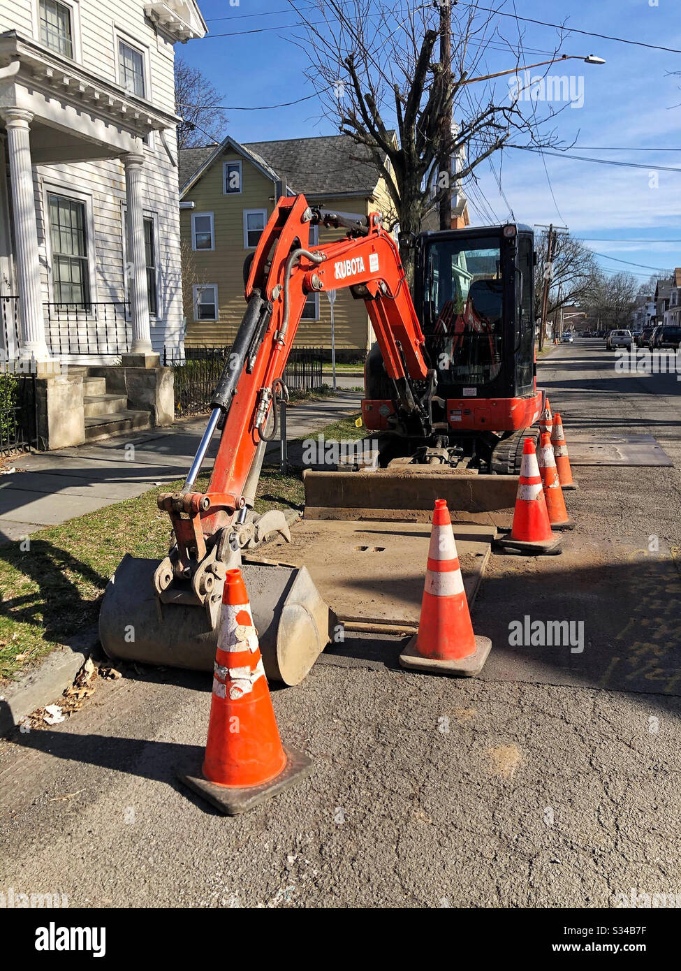 Construction equipment for road repair and infrastructure Stock Photo ...