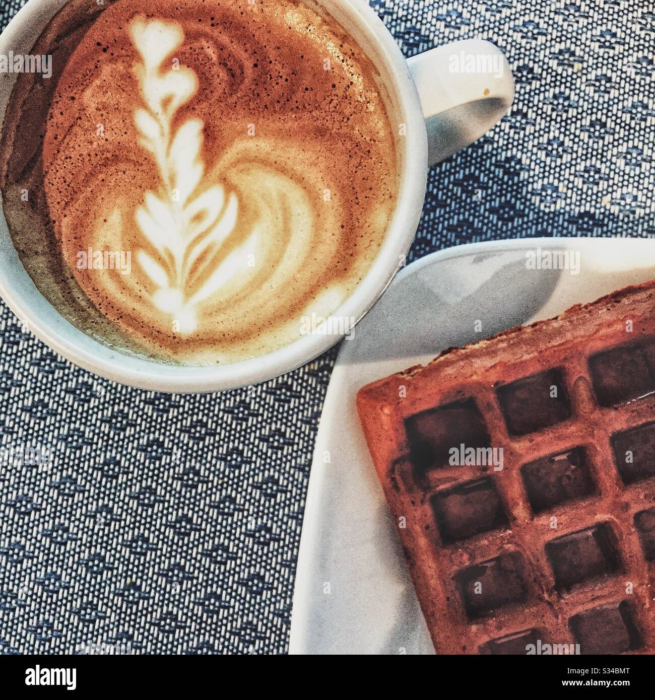 Coffee and waffles Stock Photo - Alamy