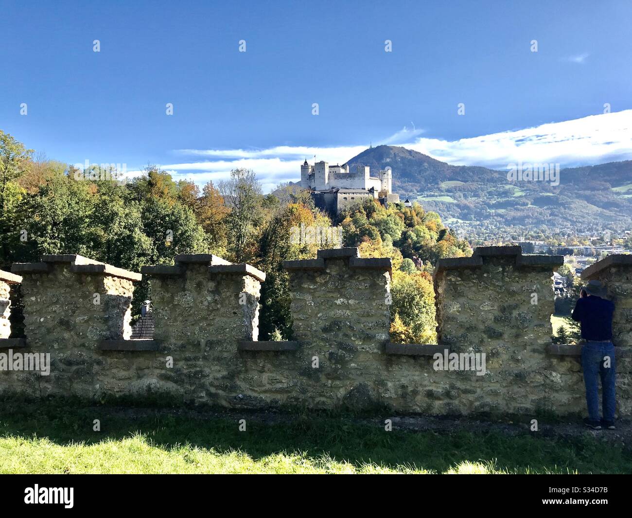 Salzburg castle from afar Stock Photo - Alamy