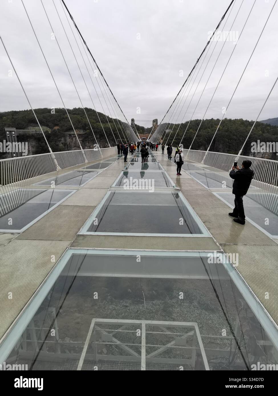 The Glass bridge over the Grand Canyon in Zhangjiajie, Hunan, China ...