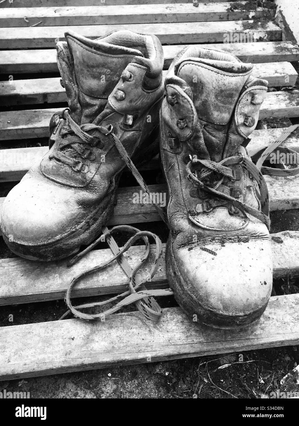Vintage Hiking Boots Shoe Laces High Resolution Stock Photography and ...