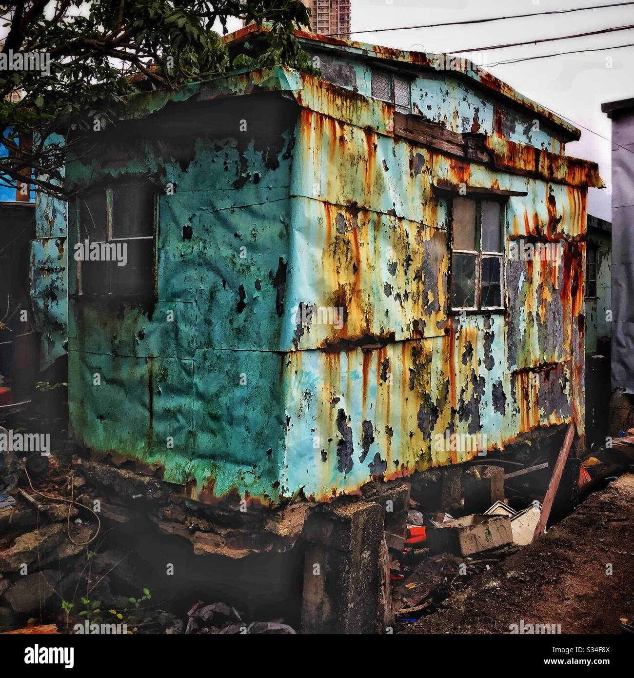A 'pang uk' or stilt house, in Ma Wan Chung, a fishing village on ...