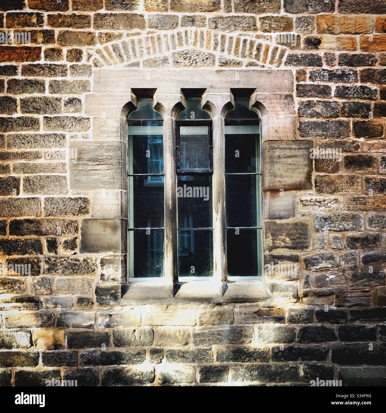 Architecture of Durham City, North East England. Gothic window with ...