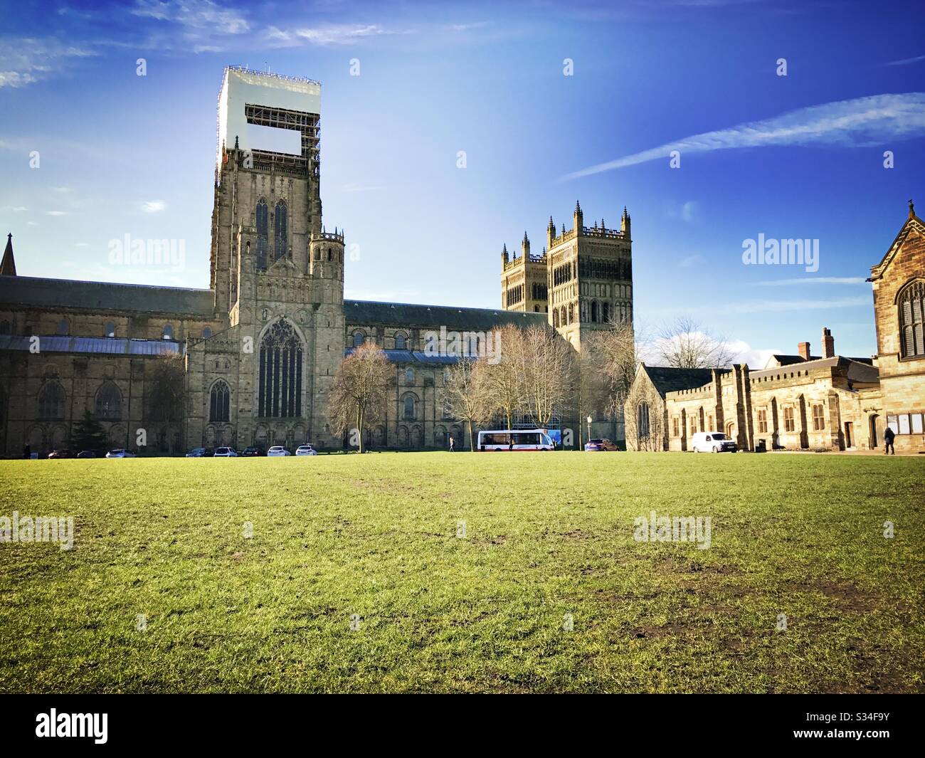 Architecture of Durham City, North East England. Durham Cathedral and ...