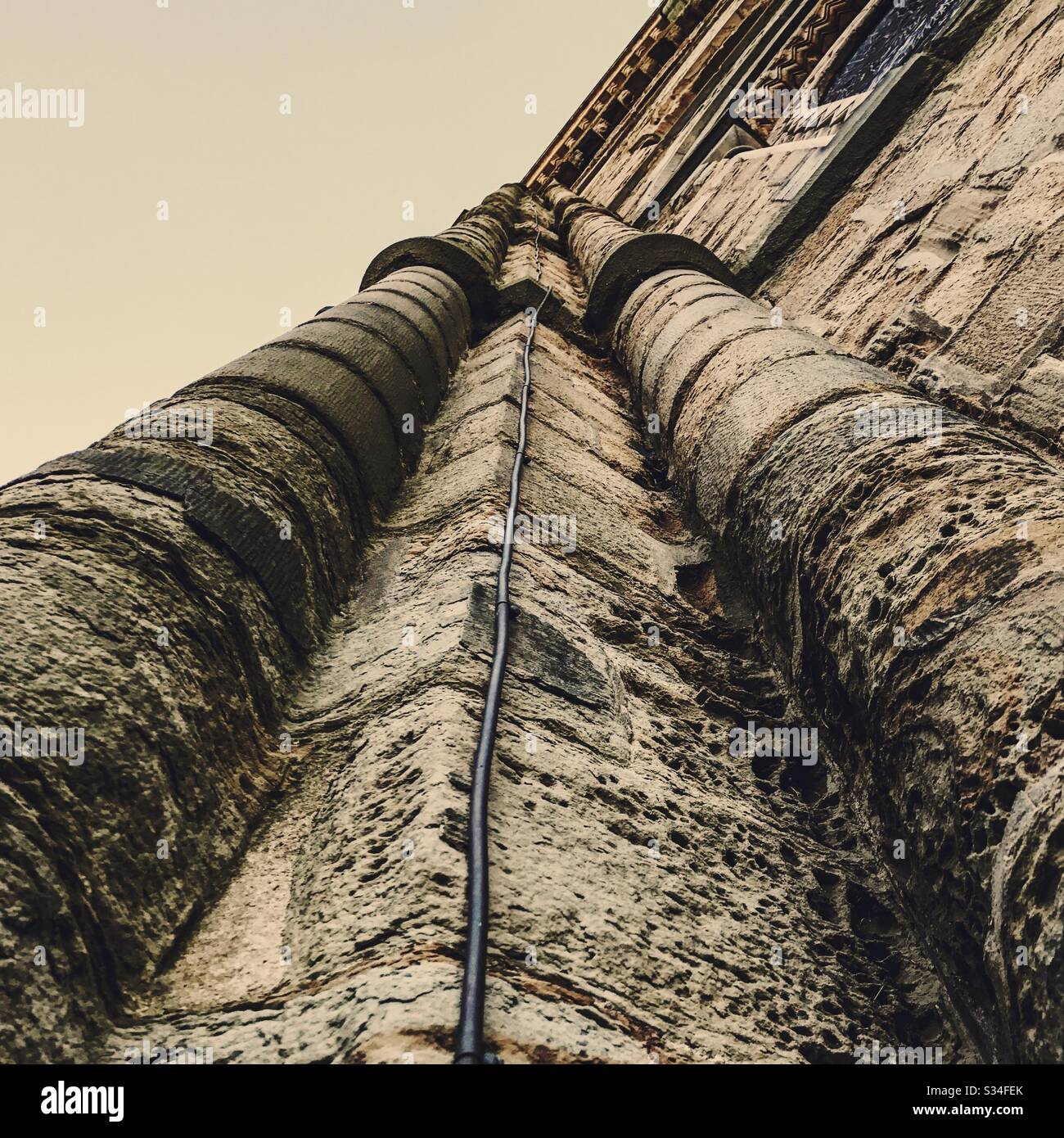 Architecture of Durham City, North East England. Looking straight up a ...